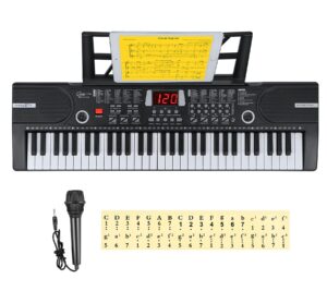 hricane piano keyboard, 61 keys beginner electronic keyboard portable digital music keyboard, early education music instrument with microphone & music sheet stand