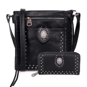 montana west leather concho crossbody bag collection concealed carry bag for women shoulder bag mw918g-9360wbk