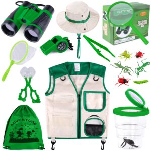 ginmic kids explorer kit & bug catching kit, 11 pcs outdoor exploration kit for kids camping with binoculars, adventure, hunting, hiking, educational toy gift for 3-12 years old boys girls