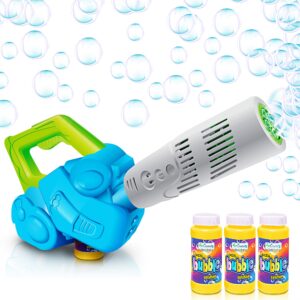 artcreativity bubble gun machine with 3 refill solutions, bubble leaf blower for kids, summer outdoor toys for toddlers 1-3, great birthday gifts, fun summer kids activities