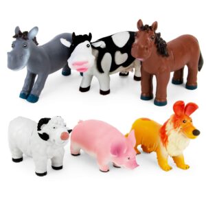 boley soft farm animal toys - 6 piece small farm animal figures for kids ages 3 and up - cute soft plastic animal figurines set - farm animals for toddlers