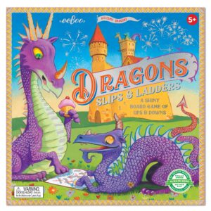 eeboo: dragons slips & ladders board game, develops counting and patience skills for children, a shiny board game of ups & downs, perfect for ages 5 and up