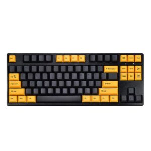 epomaker hello ganss gs87d bluetooth mechanical keyboard connect 5 devices, pbt keycaps, type-c cable for windows mac gaming (cherry blue switch, black gold)