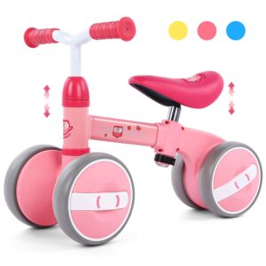 peradix balance bike, pink, adjustable 7'' wheels for 1-3 yr old toddlers, promotes walking & riding skills, bpa-free, astm f963-11 certified