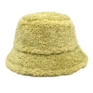 uu ben womens lambs wool bucket hat outdoor foldable fisherman cap for women japanese cute girls casual winter warm hat green