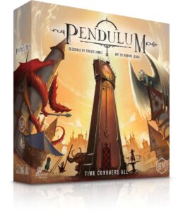 stonemaier games: pendulum | a worker placement, time-optimization strategy board game | time is the most precious resource as you attempt to rule dunya | 1-5 players, 90 mins, ages 14+