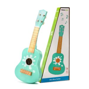 pidoko kids toy guitar wooden ukulele - mint blue - musical toys for toddlers boys and girls