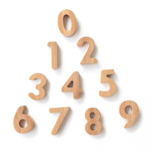 wee gallery bamboo numbers set - number learning for baby, toddler, preschool age kids - interactive wooden numbers to stimulate early development through educational toys