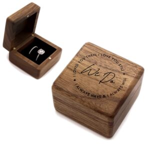 muujee we do double ring box - engraved wooden ring case box for wedding ceremony engagement proposal, ring bearer gift ideas (we do)