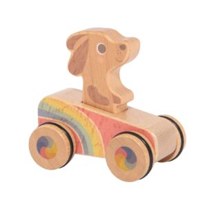 tiger tribe rainbow roller dash hound rolling wooden car with soft grip wheels - ages 12 mo+ - 91002