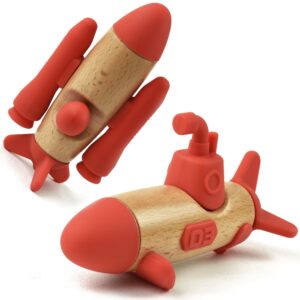 swoodz wooden toy vehicles, take apart submarine rocketship set, assembly wooden toys, wooden submarine rocketship kit, stem learning gifts for 3 4 5 6 year olds, kids, toddlers, boys, girls, children