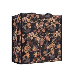 signare tapestry shoulder bag shopping bag for women with ume sakura design with japanese style