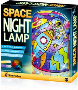 kids nightlamp diy kit- creative arts and crafts for girls and boys ages 5 years and up- stained glass lamp with window paint and circuit - best gift art kits