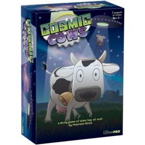 cosmic cow - fun fast-paced game for friends and family, aliens abducting cows, compete against friends and family to get the most cosmic cows, family fun board game night kids game party competitive