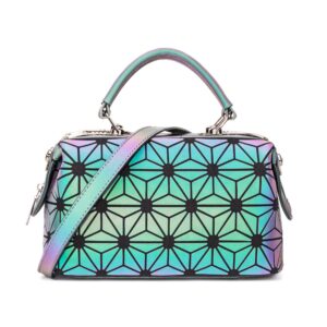 geometric luminous purses and handbags holographic reflective crossbody bag irredescent flash rainbow tote b2