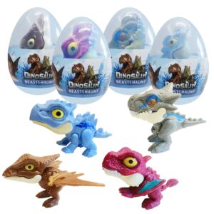 xinge 4pack clolorful dinosaur eggs with novelty biting hand tyrannosaurus gags family game educational toys kids teens party favor,easter basket stuffers