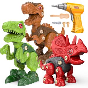 sanlebi toy for 4 5 6 7 year old boys take apart dinosaur toys for kids building toy set with electric drill construction engineering play kit stem learning for boys girls age 3 4 5 year old