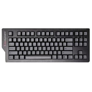 das keyboard 4c tkl wired tenkeyless mechanical keyboard, cherry mx brown mechanical switches, premium pbt keycaps, 2-port usb hub (87 keys, black keyboard, gray pbt keycaps)