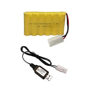 parts & accessories 7.2v 700mah aa ni-cd battery with 7.2v charger set for rc electric toys car telerobot boat remote control tank l6.2-2p plug - (color: yellow)