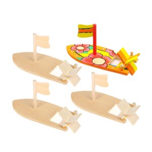 yimaa 6 pack diy wood boat model wooden sailboat craft wooden boat model kits to build rubber band paddle boat toys for kids children handmade diy craft gift school projects