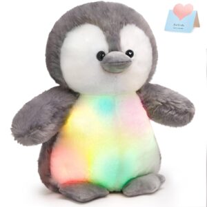 houwsbaby 12'' led light up penguin stuffed animal plush toy for kids night light glowing and huggable soft plush toy present for kids baby boys girls birthday festival christmas