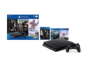 newest sony playstation 4 ps4 1tb hdd gaming console bundle with three games: the last of us, god of war, horizon zero dawn, included wireless controller (renewed)