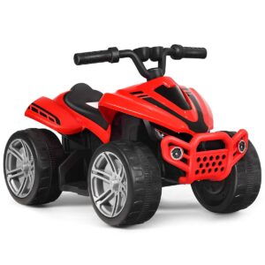 costzon kids atv, 6v battery powered electric vehicle, 2 speeds, forward/reverse switch, rear wheeler motorized mini toy car, ride on car 4 wheeler quad for boys & girls gift, ride on atv (red)