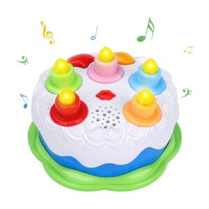 okreview first birthday cake toy - music cake toys with counting and blow candles singing toys for 1 2 3 4 years old boys girls birthday and xmas gift