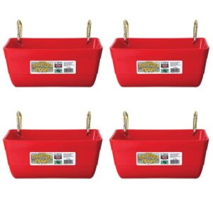 little giant ff11red 4.5 quart heavy duty wall/rail mountable feed trough bucket fence feeder, red (4 pack)