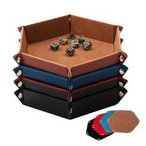 shyvia dice tray for rpg dnd table games metal dice rolling tray holder dice storage box larger size double sided folding pu leather and velvet 4 pieces