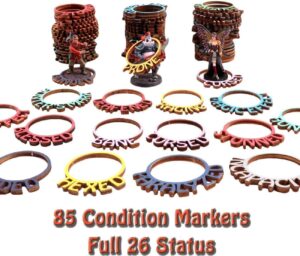 dungeon & dragons condition markers dnd status rings for miniatures, byhoo 85 pcs color coded tabletop gaming markers rpg tracking accessories great dm tool for spells, magic hexes, effects & traps