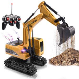 onadrive construction excavator toy - kids toy engineering digger truck, remote control rechargable hydraulic car for 3 4 6 7 8 year old boys girls, educational toys for kids & children