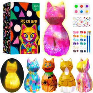 goodyking paint your own cat lamp craft kit, diy 3d warm light cat lamp, arts and crafts for kids ages 8-12, birthday gifts for 8-12 years old girls boy, painting kit for kids ages 3 4 5 6 7 8 9+