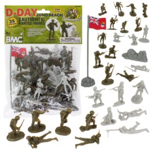 bmc ww2 d-day juno beach plastic army men - 35pc canada & german soldier figures