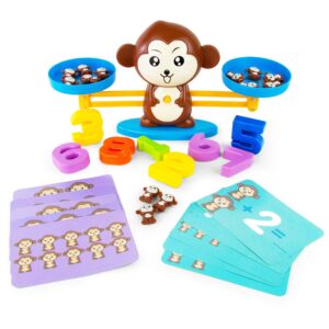 boley monkey balance math game - 62 piece educational math games for kids ages 3 and up - for the home, classroom, preschool, kindergarten, and daycare