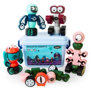 boley magnetic robot set - 35 piece stem educational magnet building toys for kids - creative robot construction kit with strong magnets and storage box for boys and girls ages 3 and up