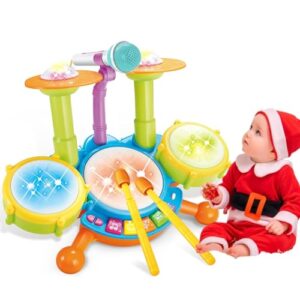 drum set for toddlers 1-3, baby drum set with microphone, kids drum sets for 2-5, toddler drum set toys for 1 2 3 year old boy birthday christmas for babies boy girl 6 12 18 month