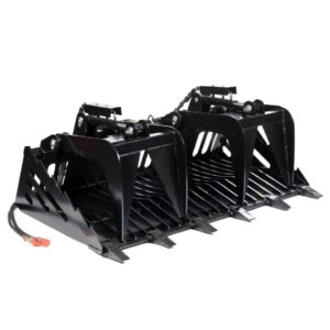 titan attachments 72-in fine grade rock grapple skeleton rake with teeth, universal skid steer quick tach