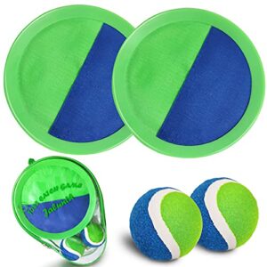 jalunth ball catch set games toss paddle - beach toys back yard lawn outdoor pool backyard camping throw age 3 4 5 6 7 8 9 10 11 12 years old boys girls kids adults family outside easter gifts green