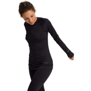 burton womens lightweight x base layer crewneck, true black, x-small