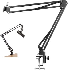 boytone bt-29st adjustable microphone arm suspension boom scissor arm stand, with 3/8" to 5/8" screw adapter, for radio broadcasting studio, voice-over sound studio, stages, and tv stations