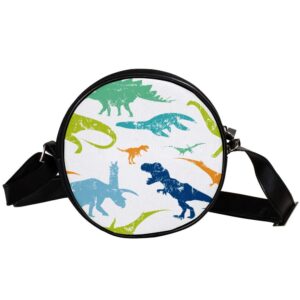 t-rex dinosaur. canvas round crossbody bag women shoulder bag circle purse handbags for girls