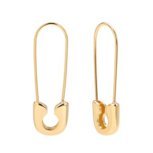 safety pin earrings for women - 14k gold paperclip earrings minimalist dangle hoop earrings paper clip earrings daily jewelry