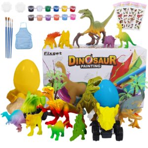 dinosaur painting kit, 36pcs kids crafts and arts set, animal toy art and craft supplies for boys girls age 5+ years old kid fun diy creative party favors christmas birthday gift paint dinosaur set