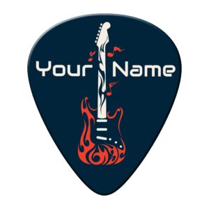 guitar graphic personalized guitar picks - 5 picks total - just add your name. premium white celluloid. great gift for any guitarist.