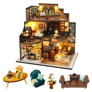 cutebee dollhouse miniature with furniture, diy dollhouse kit plus dust proof and music movement, 1:24 scale creative room for valentine's day gift idea（dream building pavilion）