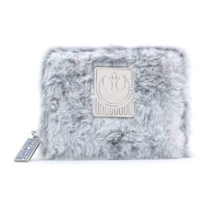 loungefly x star wars the empire strikes back 40th anniversary hoth faux fur zip-around wallet (blue, one size)