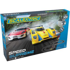 scalextric speed supreme gt vs. lmp 1:32 slot car race track set c1420t