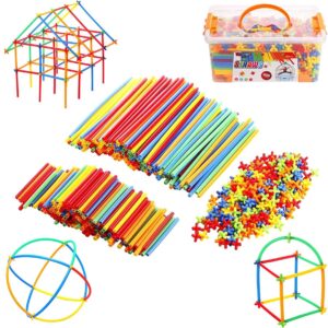 dazmers building sticks for kids - straws and connectors builders set - stem construction building toys - educational interlocking sticks - connecting tubes - building straws activities (800 pieces)