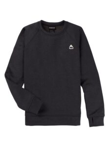 burton women's oak crewneck fleece, true black heather, m